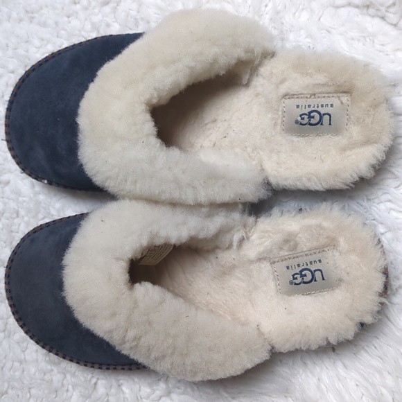 UGG | Shoes | Ugg Blue Suede And Sheepskin Slippers | Poshmark